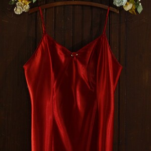 Glossy Red Shiny Satin Mini Lingerie Chemise Slip Dress 90's ...
