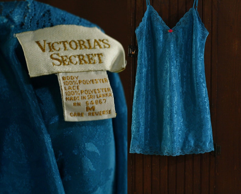 Bright Aqua Blue Shiny Satin Brocade Lace Trim Lingerie Slip - Etsy