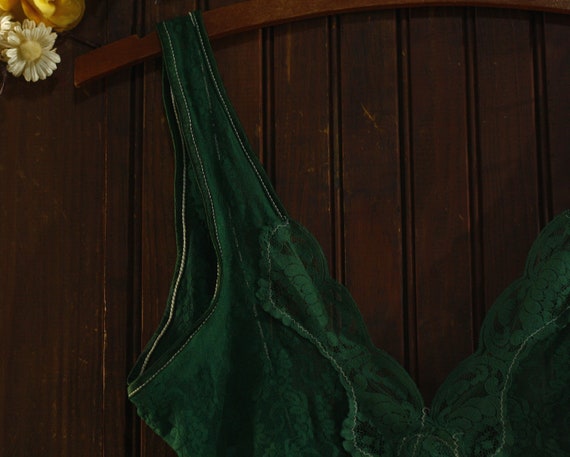 deep emerald green low back stretch lace teddy bodysu… - Gem