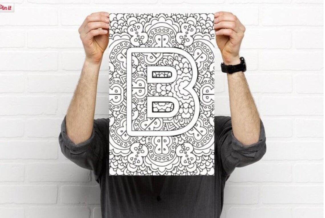 Alphabet Adult Coloring Pages Instant Download Letter B - Etsy