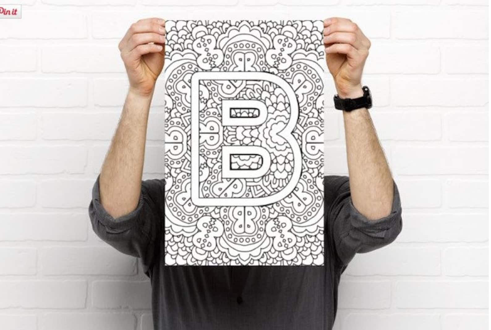 Alphabet Adult Coloring Pages Instant Download Letter B - Etsy