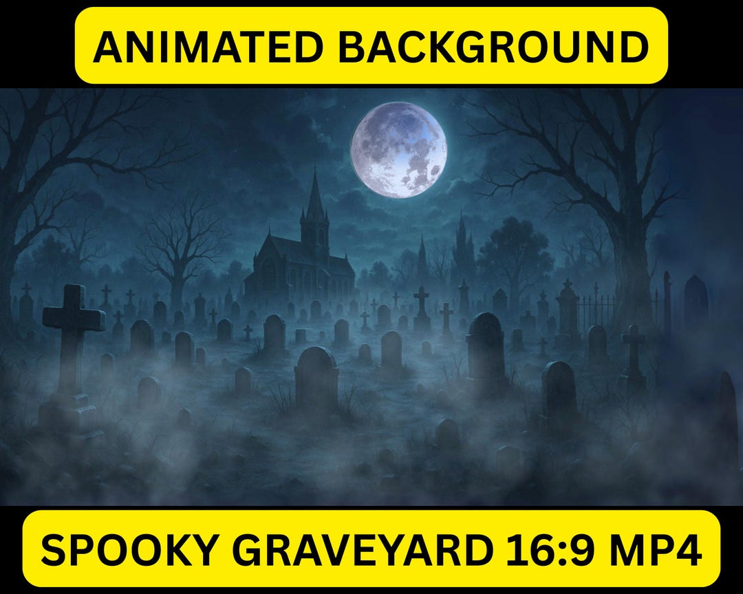 Animated Halloween Graveyard Vtuber Background: Spooky Stream Overlay ...