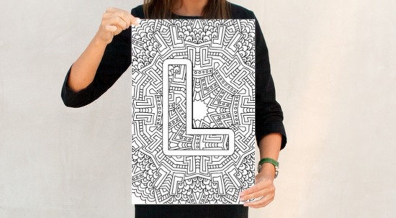 Alphabet Adult Coloring Pages - Instant Download - Letter L - Etsy