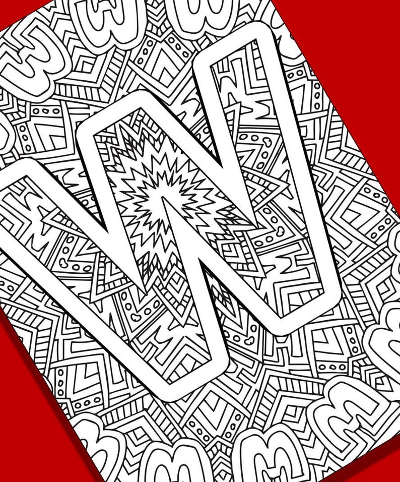 Alphabet Adult Coloring Pages Instant Download Letter W - Etsy Hong Kong