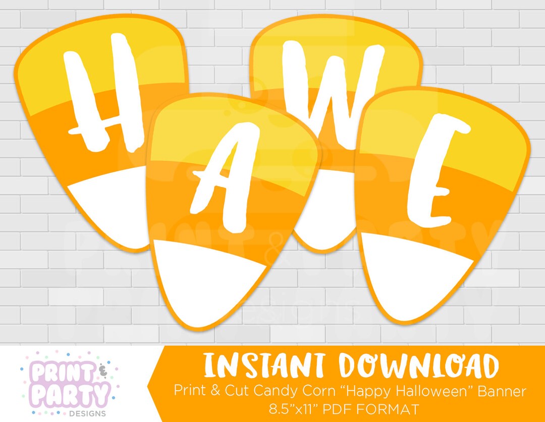Printable Kid's Candy Corn Happy Halloween Banner, Halloween Party ...