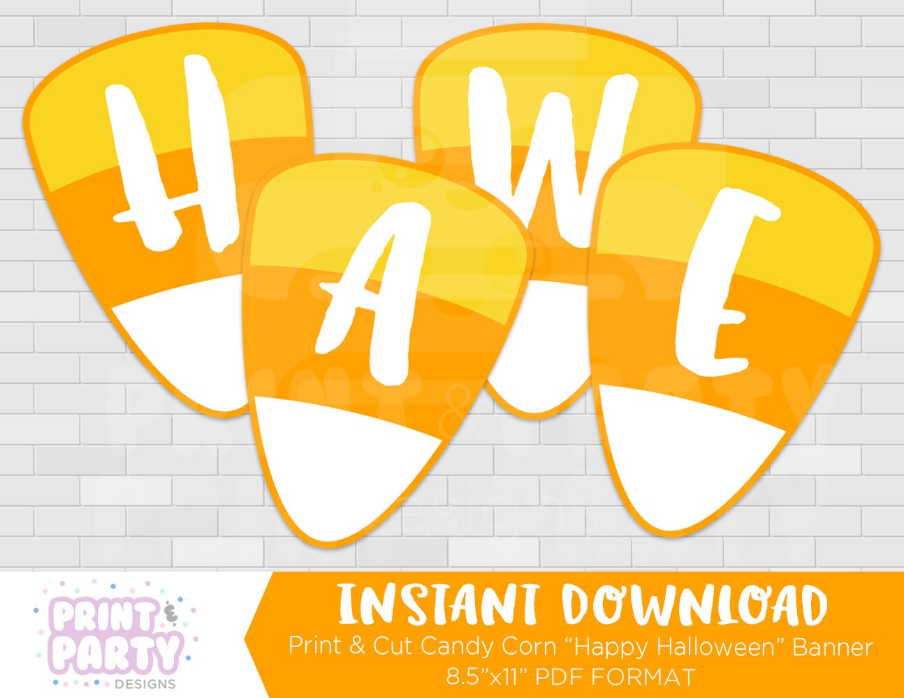 Printable Kid's Candy Corn Happy Halloween Banner, Halloween Party ...