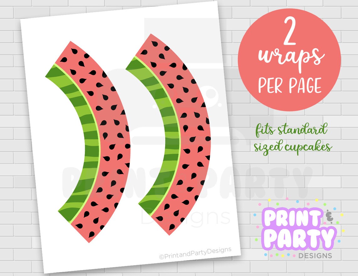 Printable Watermelon Cupcake Toppers & Wrappers, Watermelon Birthday ...