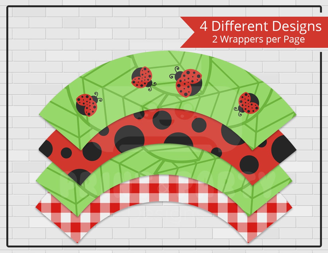 Printable Ladybug Cupcake Toppers and Wrappers Ladybug - Etsy