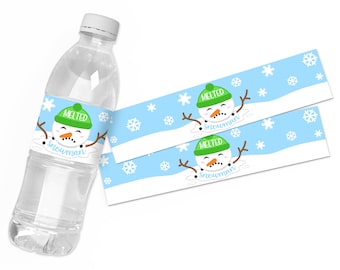 Melted Snowman Printable Water Bottle Labels - Etsy