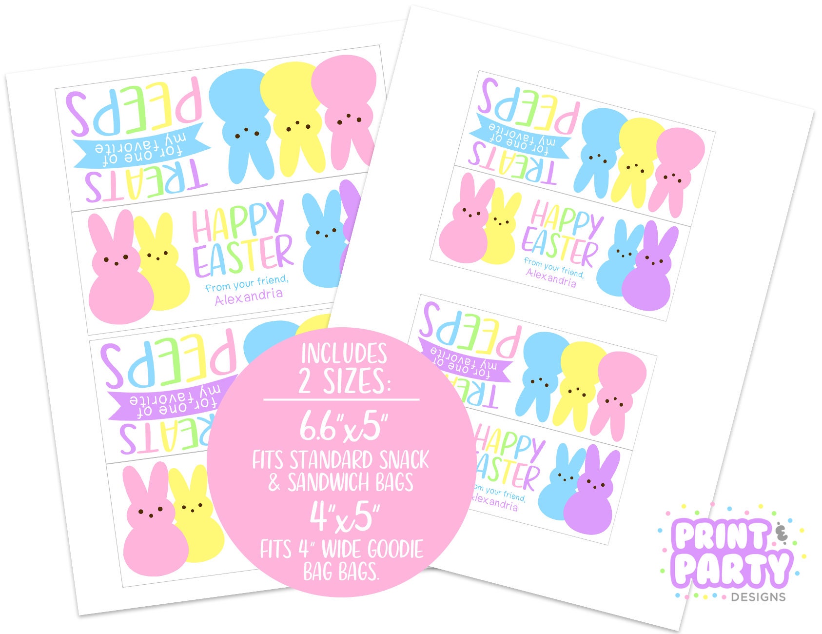 Printable Easter Treats for My Peeps Loot Bag Toppers Easter - Etsy