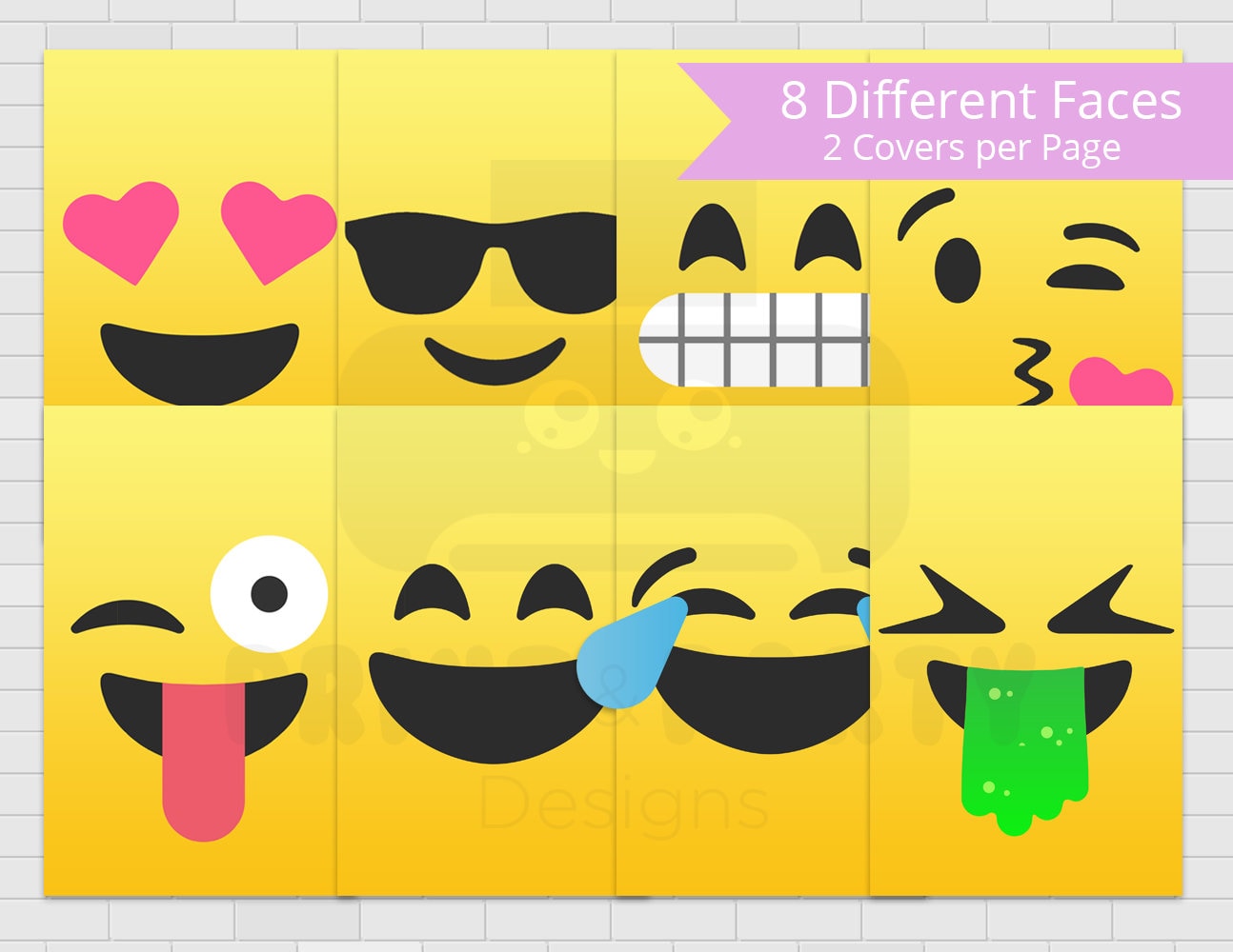 Printable Emoji Faces Party Favor Bag Covers Emoji Faces - Etsy