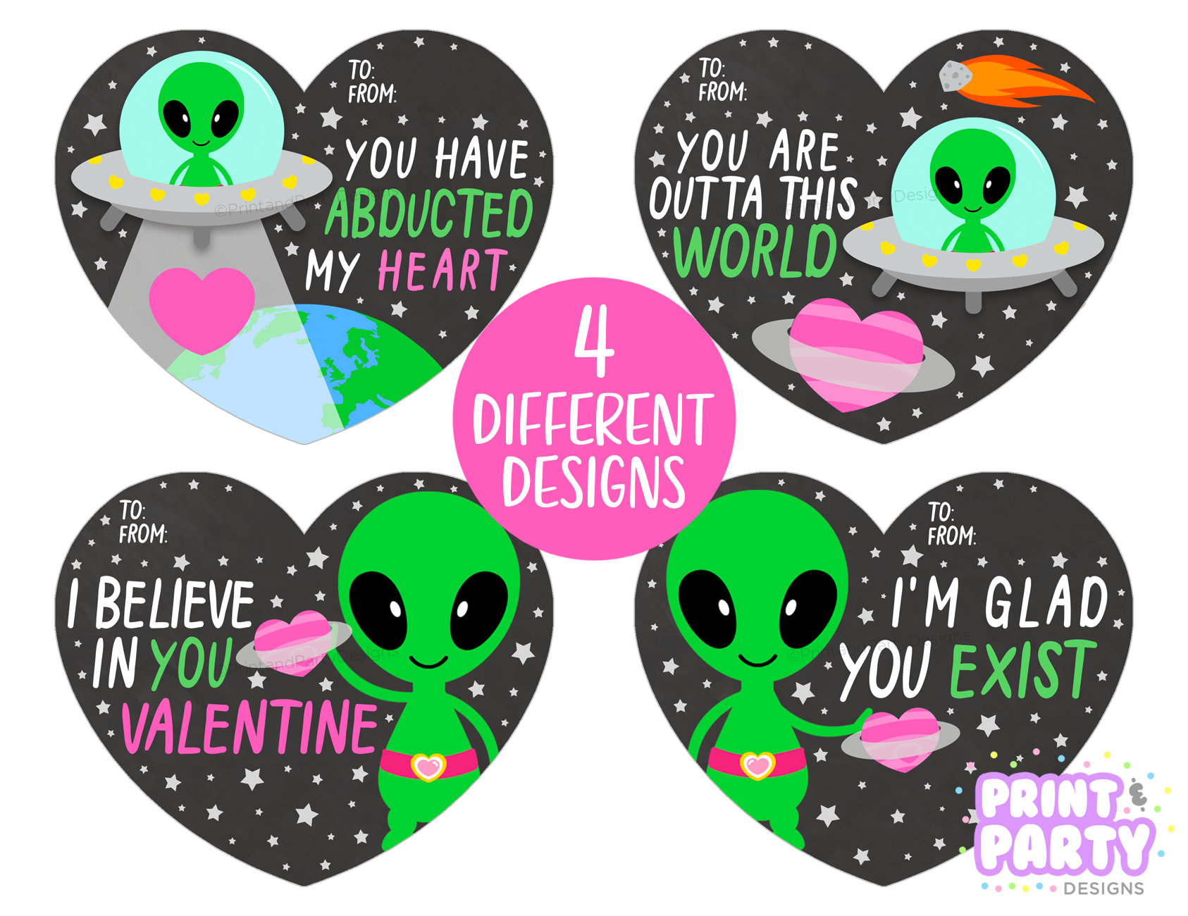 Printable Alien You're Out of This World Valentine's - Etsy