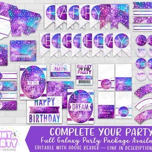 Printable Galaxy Birthday Party Favor Gift Tags, Galaxy Treat Bag ...
