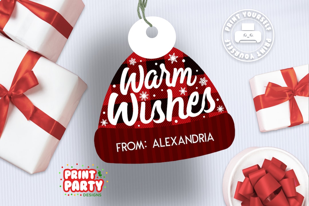 Printable Warm Wishes Gift Tags, Hot Chocolate Christmas Party Favor ...