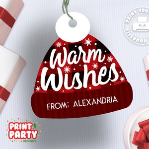 Printable Warm Wishes Gift Tags, Hot Chocolate Christmas Party Favor ...