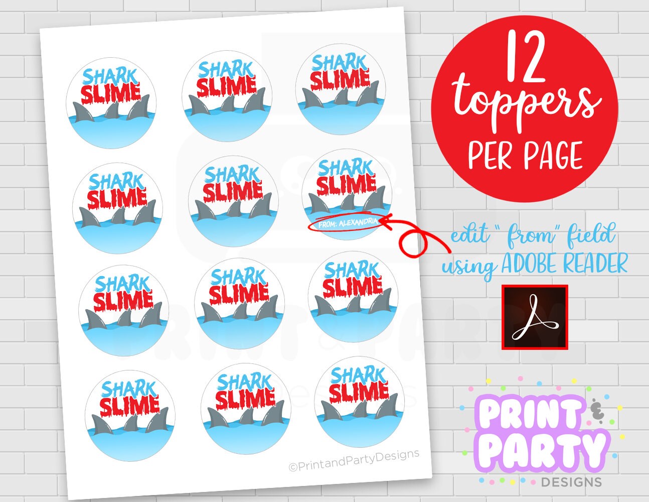 Printable Shark Slime Container Labels Shark Party Favor | Etsy Canada