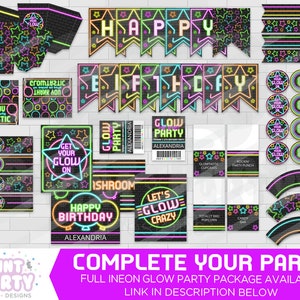Printable Neon Glow Blacklight Happy Birthday Banner, Glow Banner, Glow ...