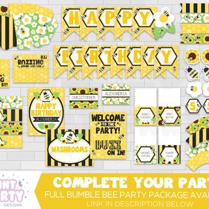 Printable Bumble Bee Birthday Party Invitations, Summer Honey Bee Party ...