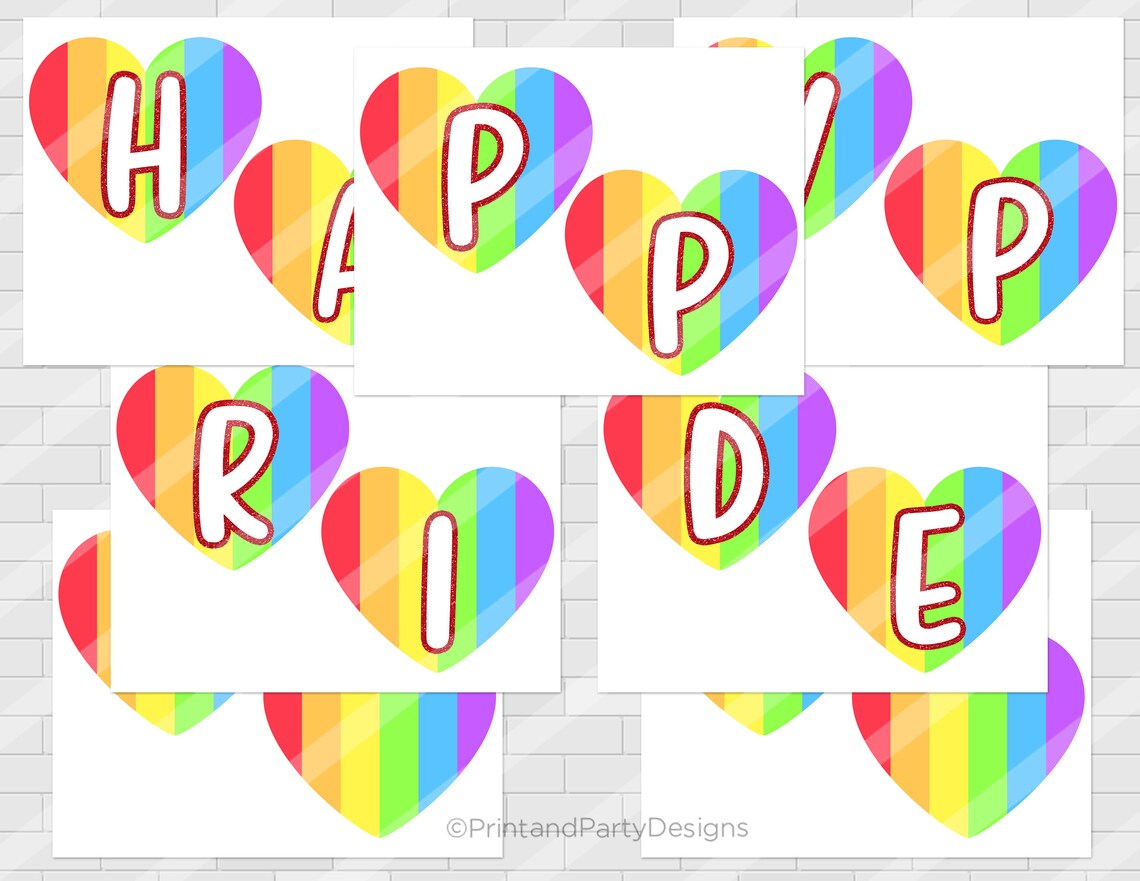 Printable Rainbow Gay Pride Banner Happy Pride Party Bunting Etsy