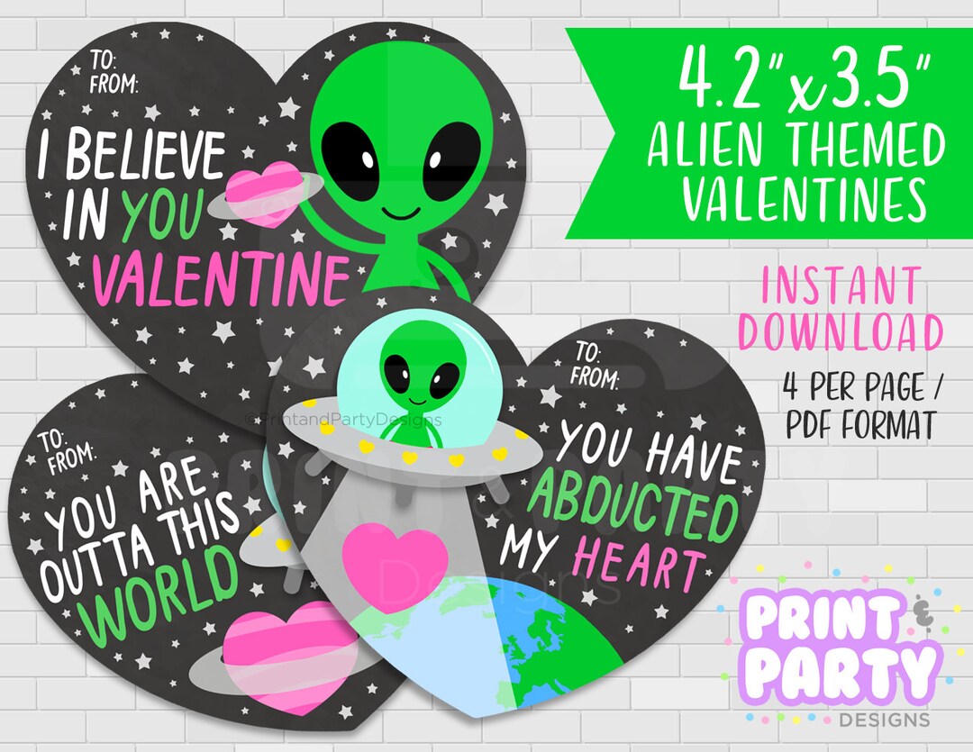 Printable Alien You're Out of This World Valentine's - Etsy