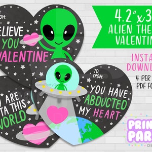 Printable Alien You're Out of This World Valentine's Day Cards, Outer ...