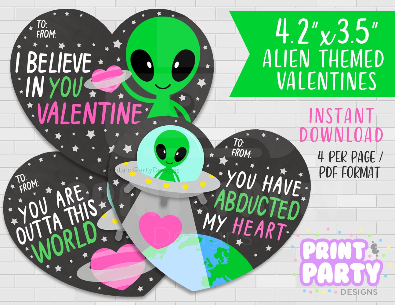 Printable Alien You're Out of This World Valentine's Day Cards, Outer ...