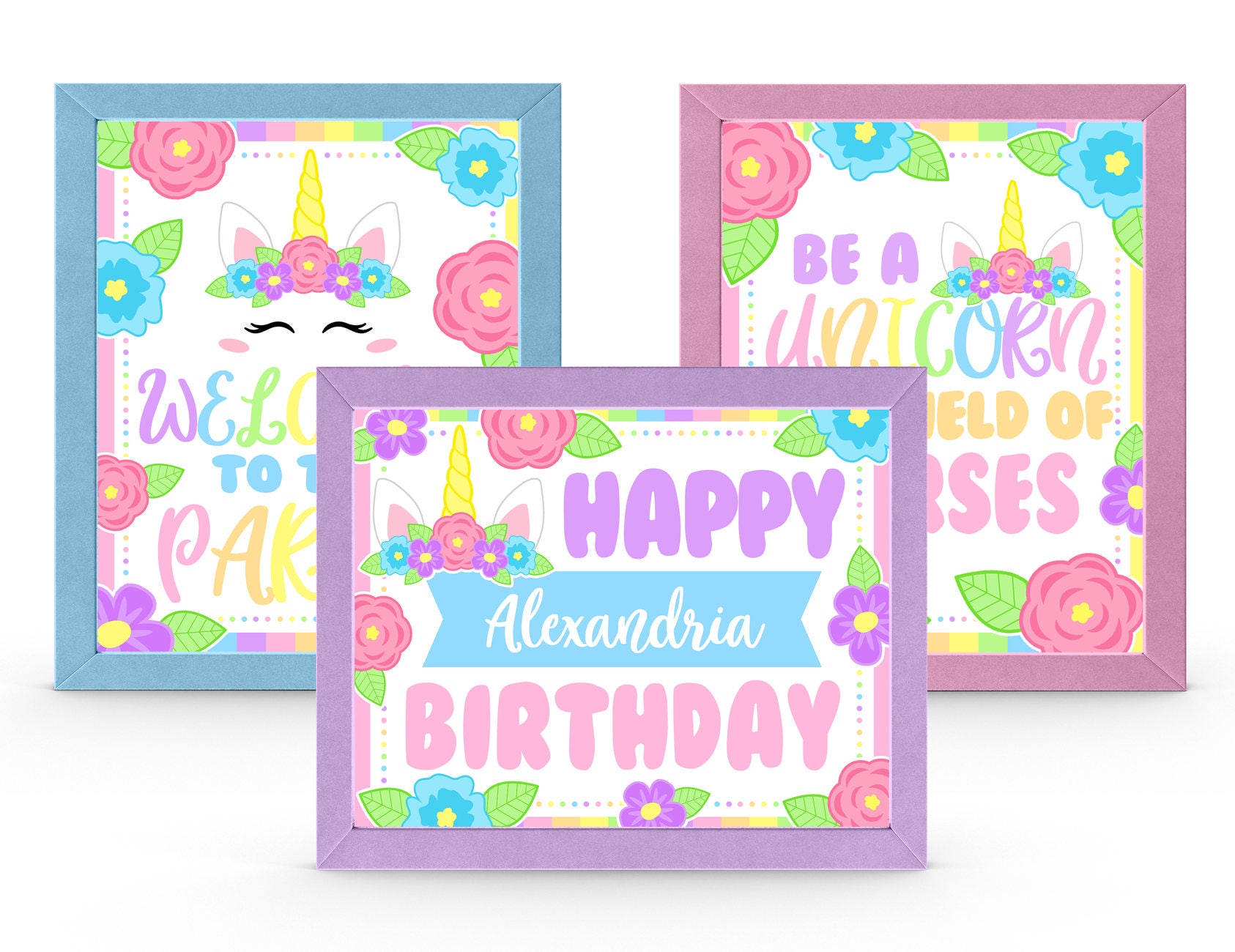 Printable Rainbow Unicorn Birthday Party Decorations - Etsy Canada