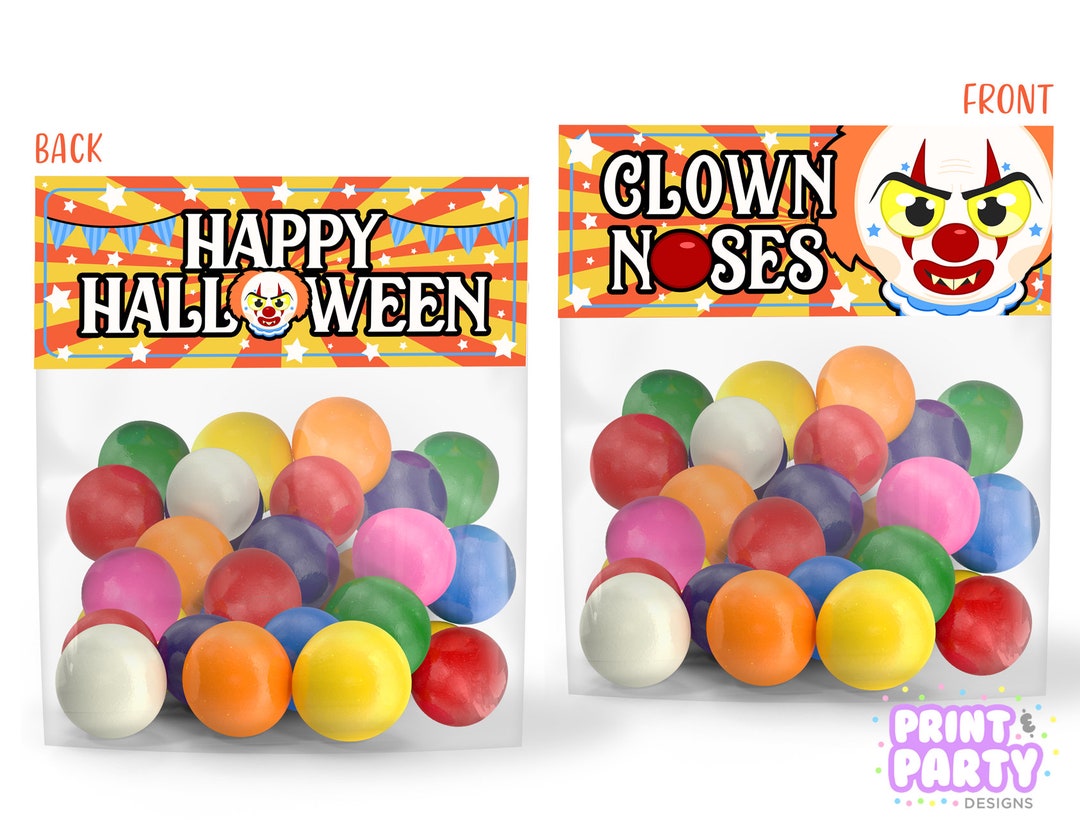 Printable Clown Noses Halloween Treat Bag Toppers, IT Pennywise ...