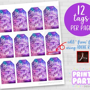 Printable Galaxy Birthday Party Favor Gift Tags, Galaxy Treat Bag ...