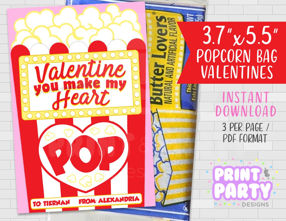Printable You Make My Heart Pop Valentine's Day Cards for | Etsy