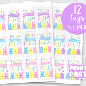 2"x3" Printable Easter Treats for My Peeps Gift Tags, Easter Gift Ideas ...