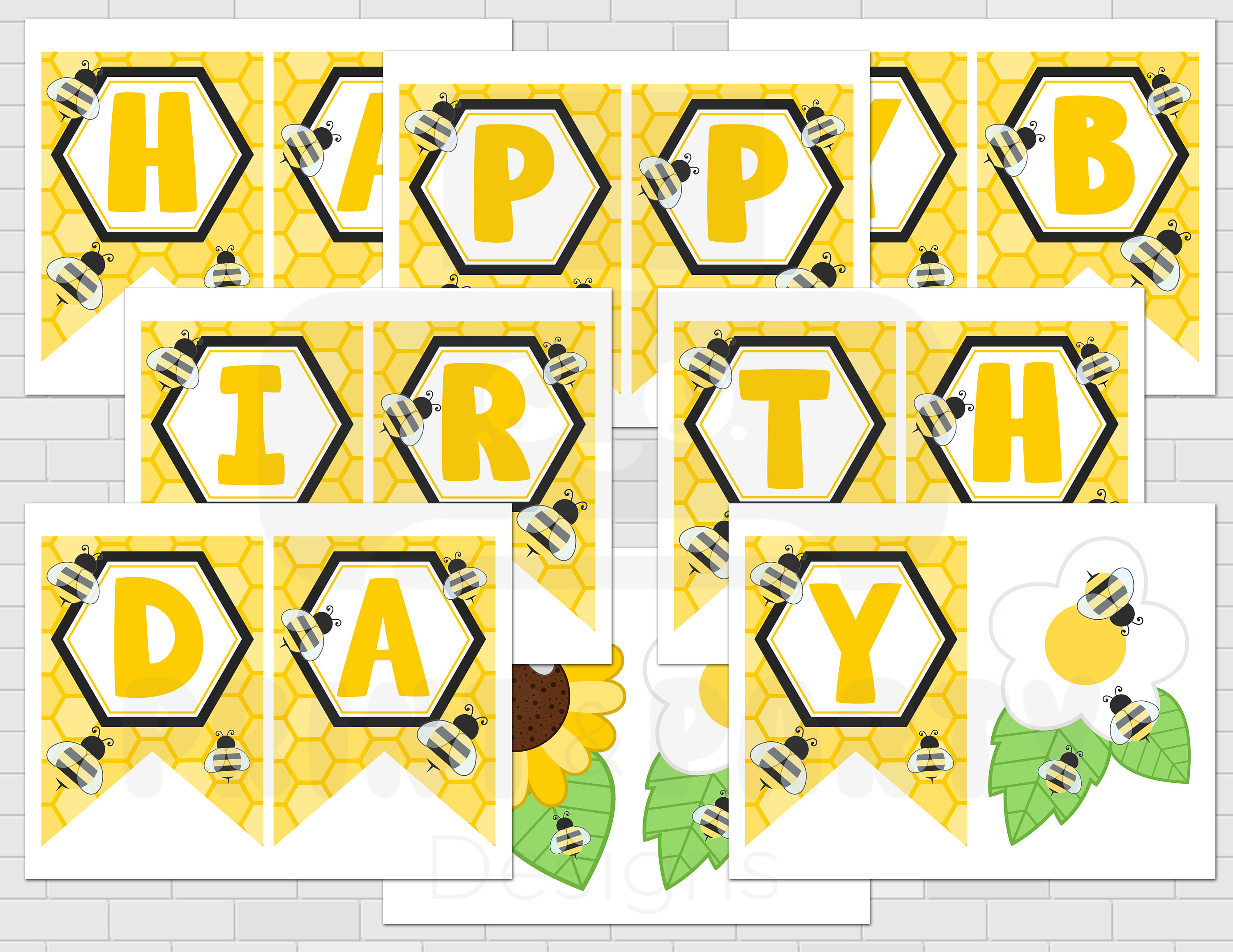 Printable Bumble Bee Happy Birthday Banner Honey Bee Party - Etsy