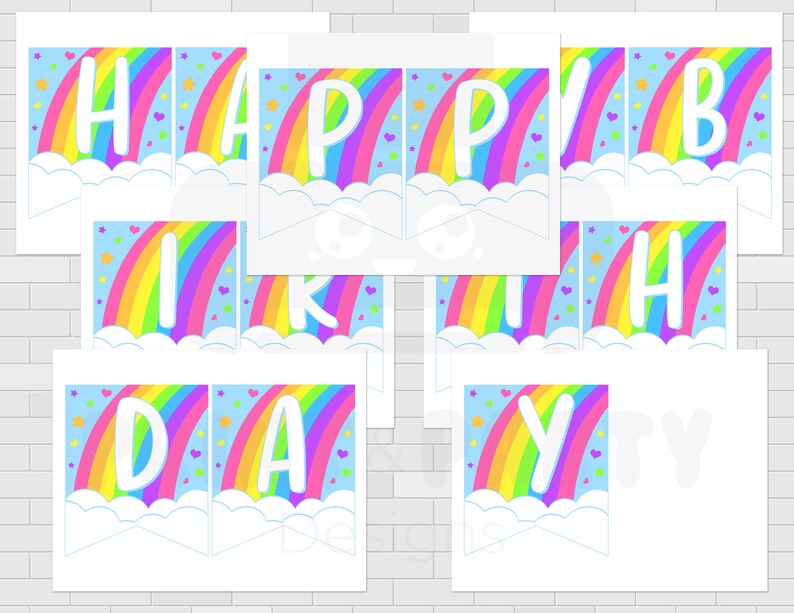Arco iris imprimible feliz cumpleaños fiesta banner arco iris - Etsy España