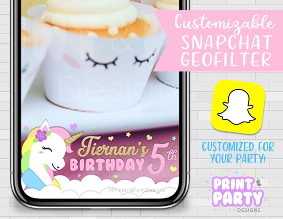 Custom Pastel Rainbow Unicorn Snapchat Geofilter, Unicorn Birthday ...