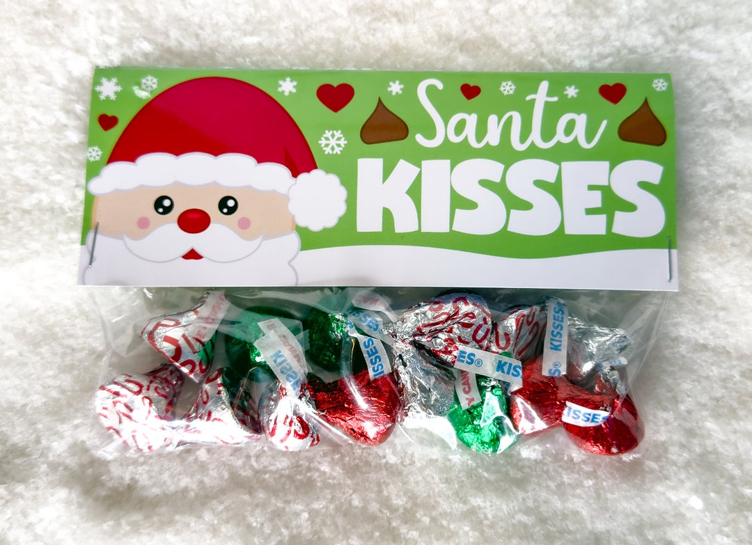 Printable Christmas Santa Kisses Treat Bag Toppers, Kid's Christmas ...