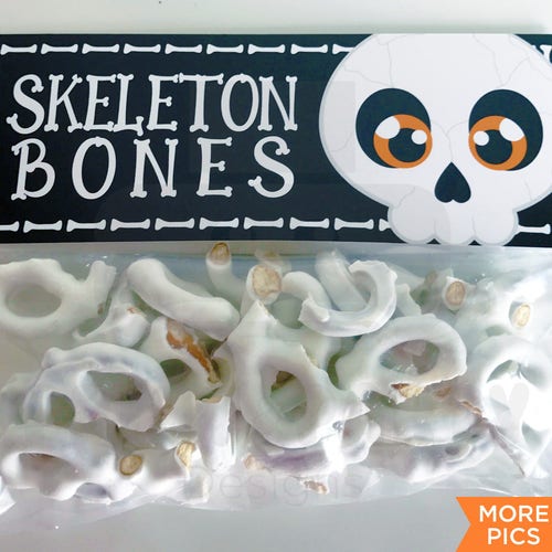 Printable Skeleton Bones Halloween Treat Bag Toppers Bag of - Etsy