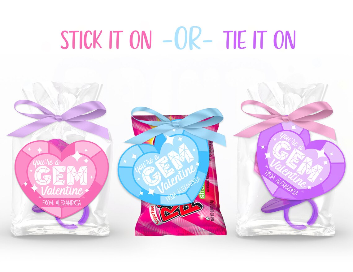 Printable Diamond You're a Gem Valentine Gift Tags, Ring Pop Valentine ...