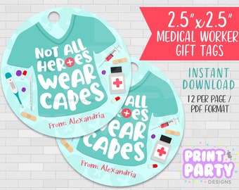 Editable Thank You Gift Tags for Nurses, Not All Heroes Wear Capes ...