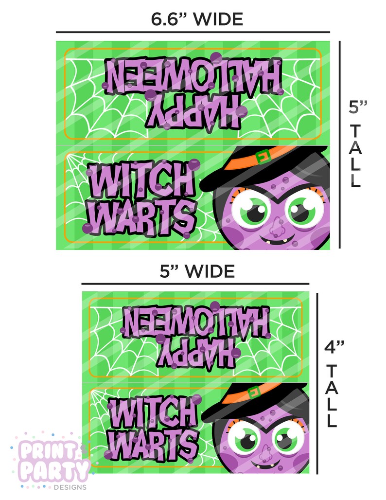Printable Witch Warts Halloween Treat Bag Toppers Kids - Etsy