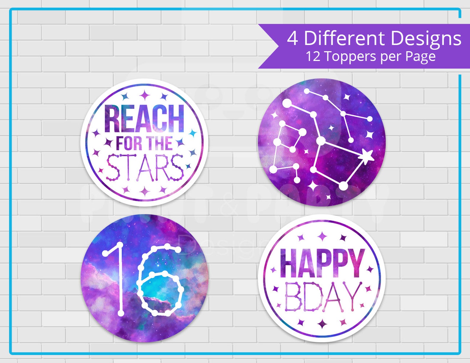 Printable Galaxy Cupcake Toppers and Wrappers, Galaxy Birthday Party ...