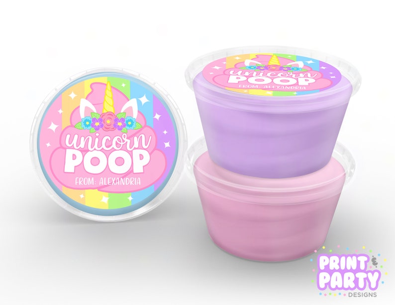 Printable Unicorn Poop Slime Container Labels Unicorn Party - Etsy
