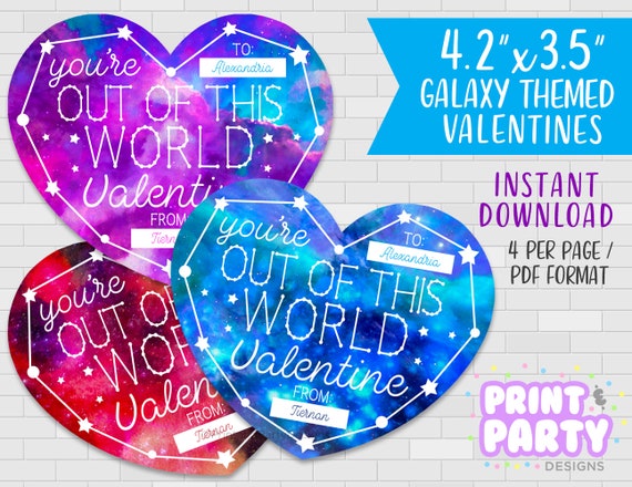 Printable Galaxy You're Out of this World Valentine's Day Cards for ...