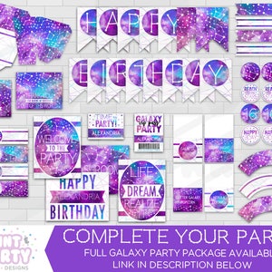 Printable Galaxy Happy Birthday Banner, Galaxy Birthday Party, Teen ...