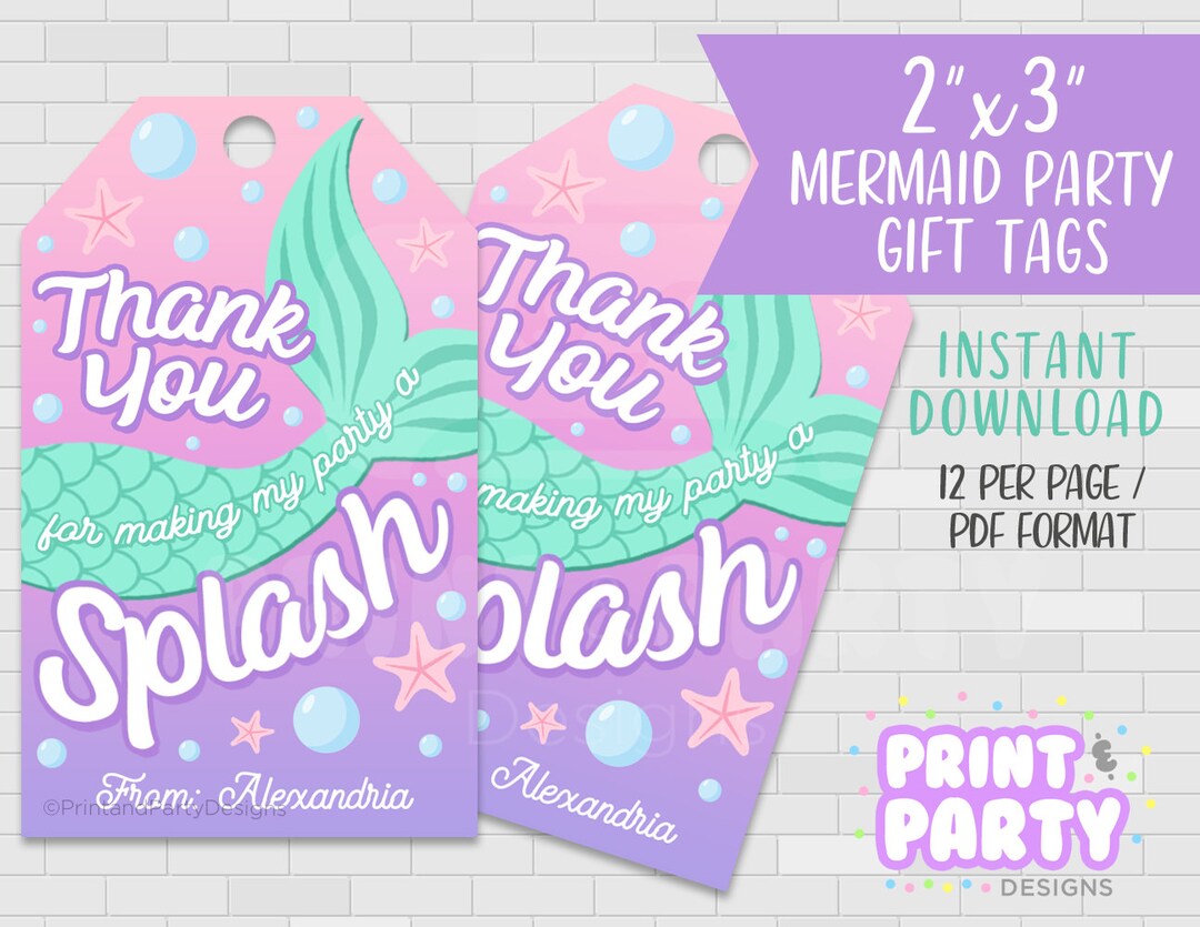 Printable Mermaid Tail Birthday Party Favor Gift Tags, Mermaid Treat ...