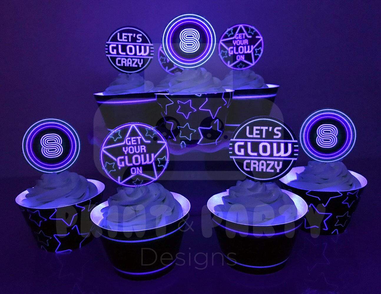 Printable Neon Glow Birthday Party Decorations, Teen Blacklight Glow ...