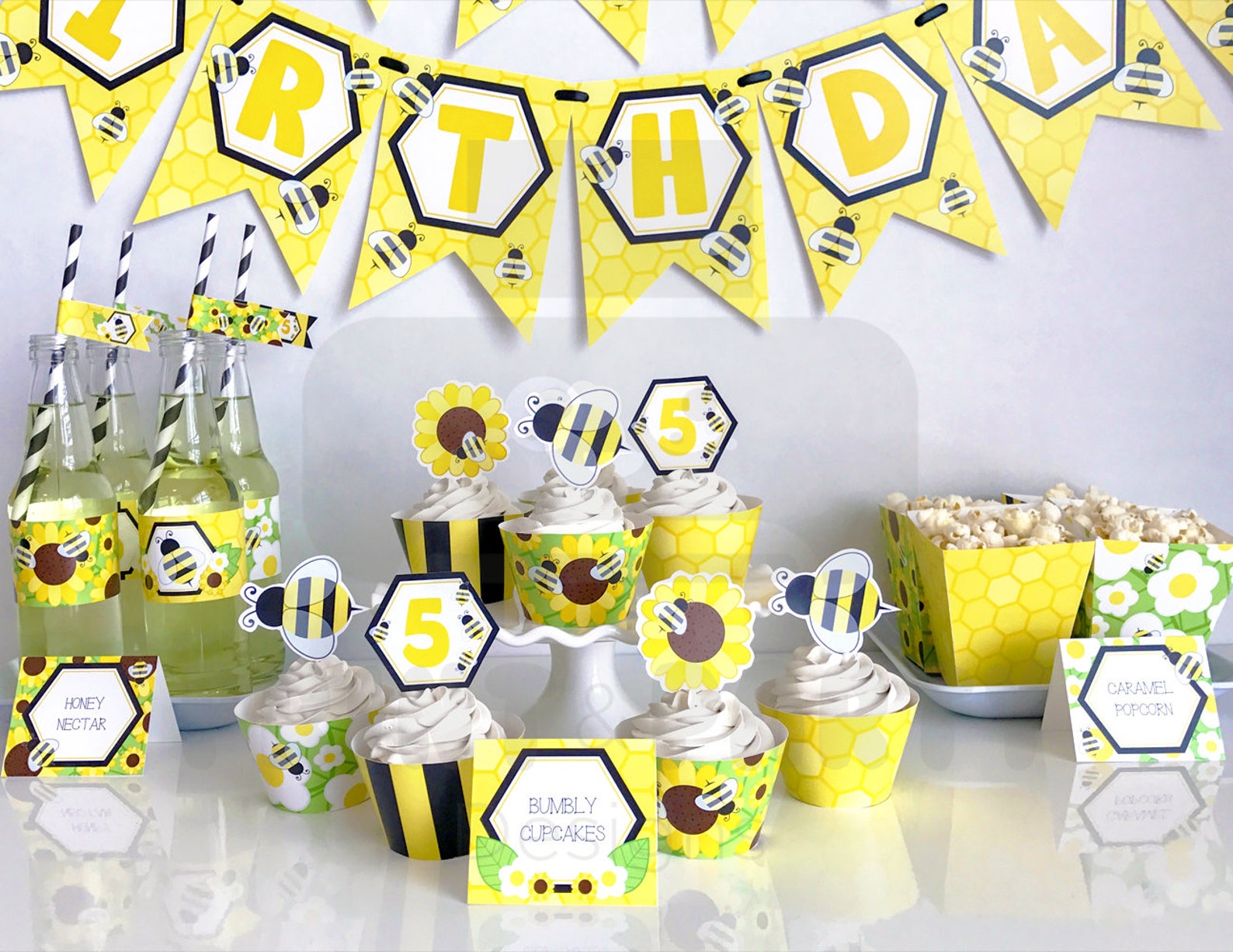 Printable Kid's Bumble Bee Birthday Party Decorations - Etsy