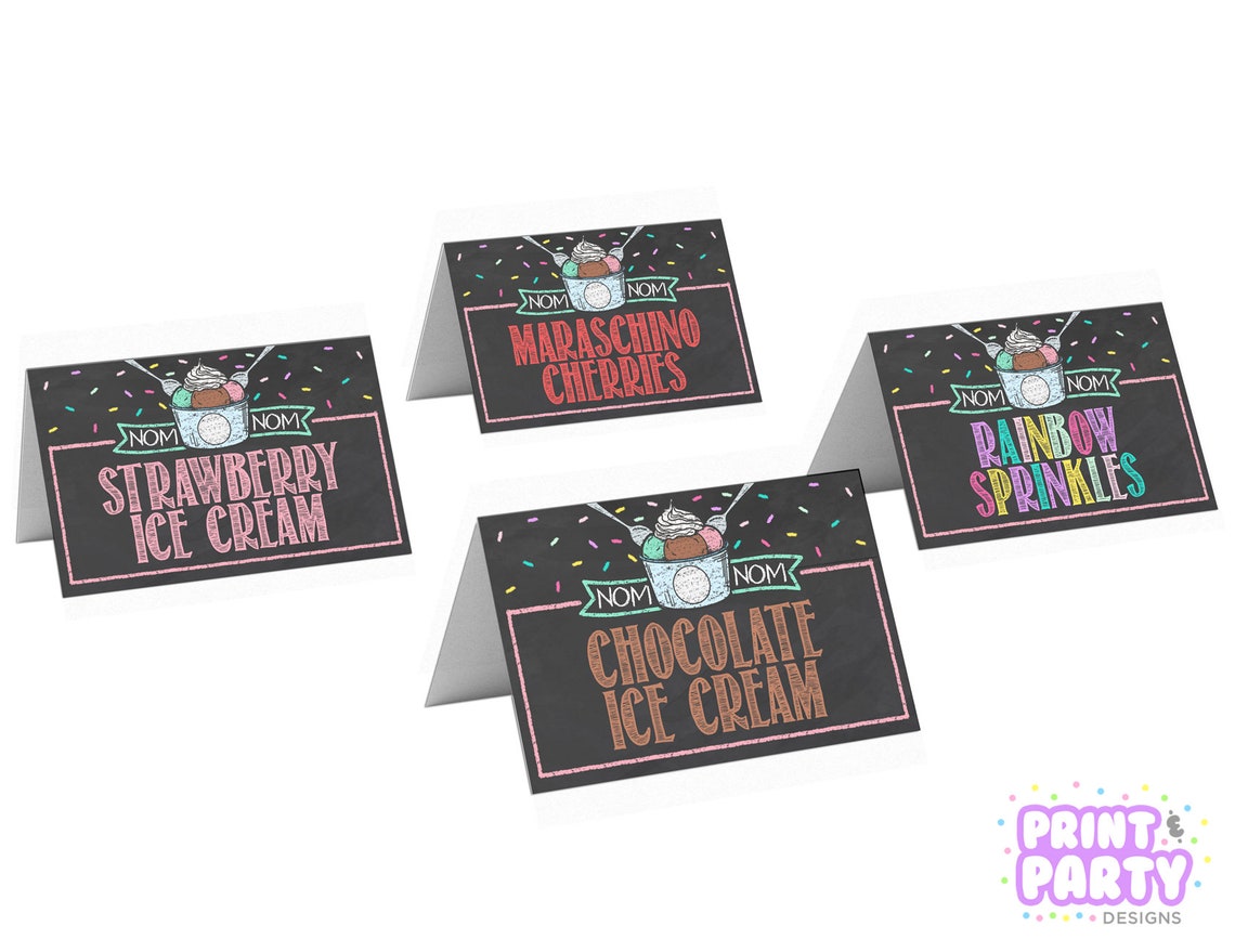 Printable Chalkboard Ice Cream Sundae Bar Kit Ice Cream - Etsy