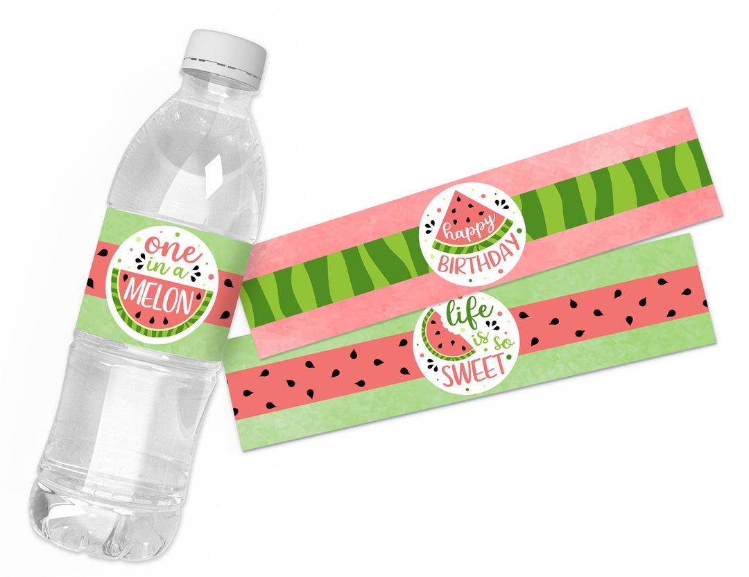 Printable Watermelon Water Bottle Labels, Watermelon Birthday Party ...
