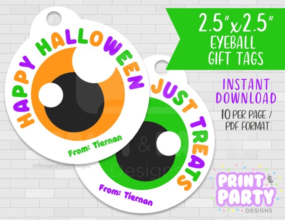 Printable Eyeball Halloween Party Favor Gift Tags, Monster Gift Tags ...