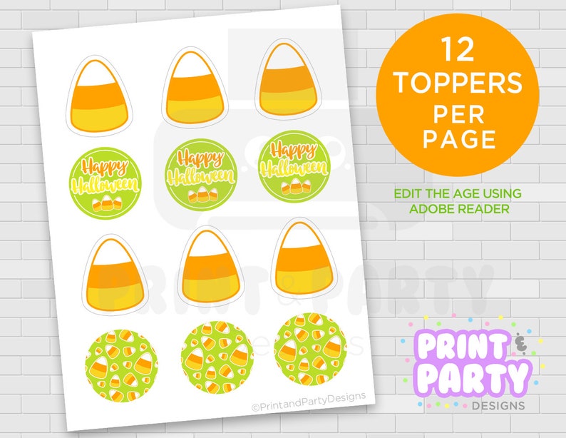Printable Candy Corn Halloween Cupcake Toppers and Wrappers, Kid's ...